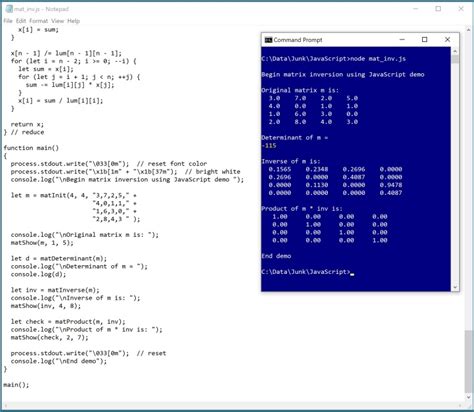 Matrixinusingjavascriptdemo James D Mccaffrey