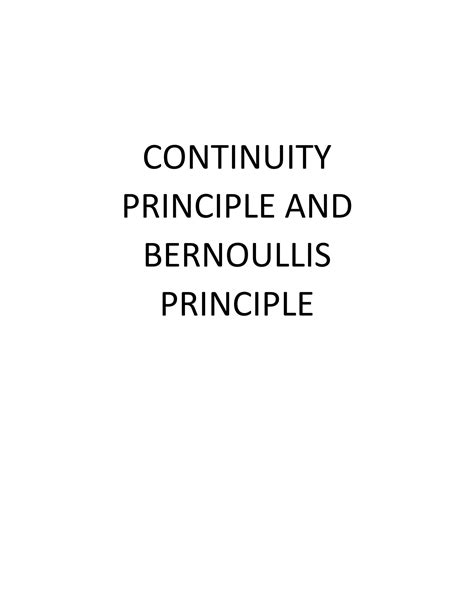 Solution Hydraulics Continuity Principle And Bernoullis Principle Problems With Solutions