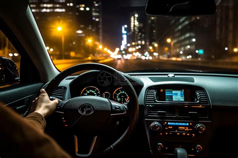 夜间汽车驾驶舱视角高清图片下载 正版图片600346645 摄图网