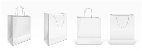Vector Mockup Of White Paper Shopping Bags 15680714 Vector Art At Vecteezy