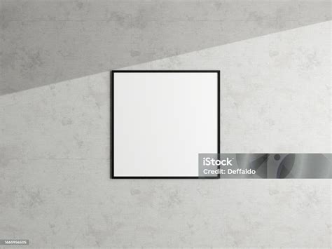 흰 벽에 걸려 있는 최소한의 포스터 액자 모형 빈 프레임 모형입니다 깨끗하고 현대적이며 최소한의 프레임 3d 렌더링 0명에 대한 스톡 사진 및 기타 이미지 Istock