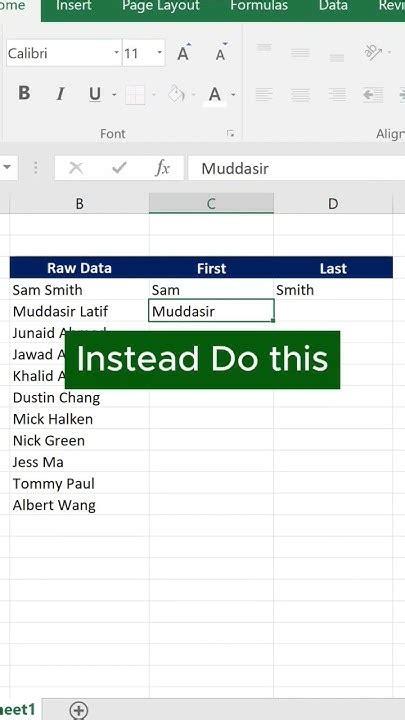 Shortcut For Separating First And Last Name Exceltech Exceltips Excelshortcuts Exceltutorial