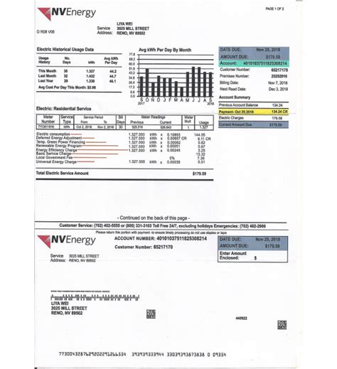 Nv Energy Bill Template