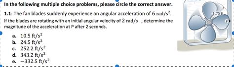 solved the fan blades suddenly experience an angular