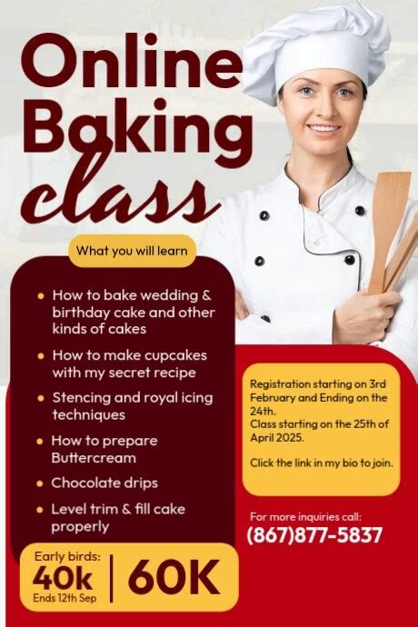 Online Baking Class Template Postermywall
