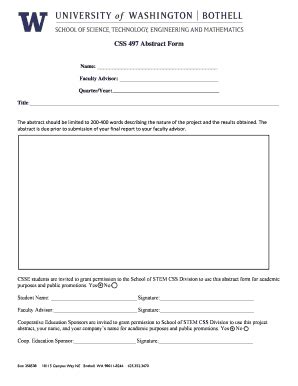 Fillable Online Bothell Washington CSS 497 Abstract Form University