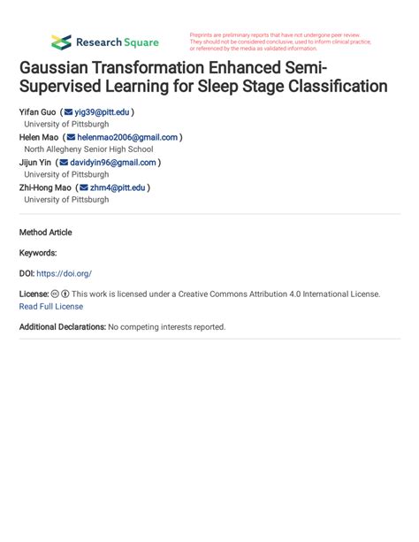 Pdf Gaussian Transformation Enhanced Semi Supervised Learning For Sleep Stage Classification