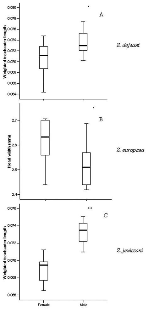 Measured Traits Between Sexes In The Three Species A Weighted Download Scientific Diagram