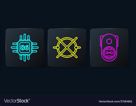 Set Line Processor With Microcircuits Cpu Vector Image