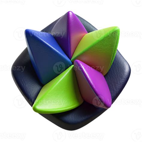 Abstract 3d Render Of Colorful Interlocking Triangles Forming A