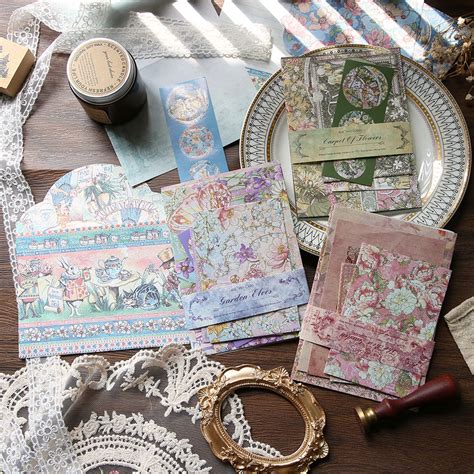 Badu Bg Mr Paper 6 стила 7 бр компл Ретро комплект пликове с цветя Комплект литературни