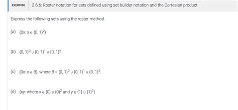 solved exercise 2 6 6 roster notation for sets defined