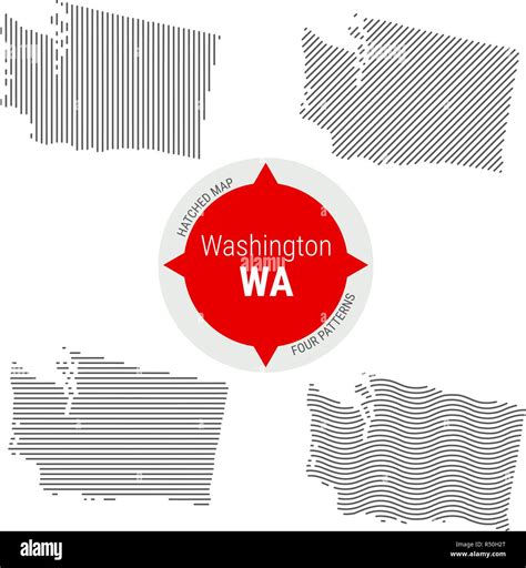 Hatched Pattern Vector Map Of Washington Stylized Simple Silhouette Of Washington Four