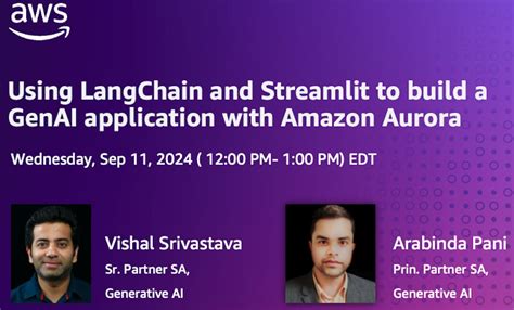 Vishal Srivastava On Linkedin Amazonaurora Amazonbedrock Langchain Streamlit Generativeai
