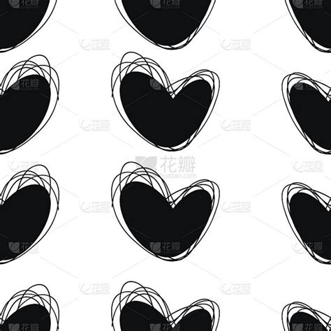 可爱的涂鸦无缝图案。心手绘画