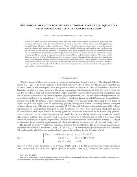 Pdf Numerical Methods For Time Fractional Evolution Equations With Nonsmooth Data A Concise
