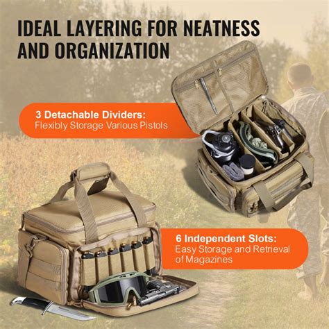 Vevor Range Bag For 4 Pistols Tactical Gun Range Bag Single Shoulder Strip Brown Vevor Us