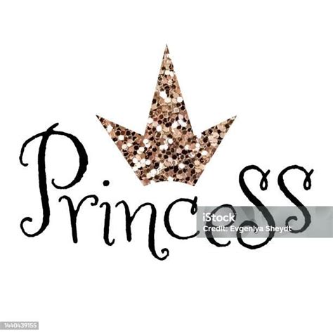 왕관이 있는 귀여운 비문 공주 텍스트 리틀 프린세스 티셔츠 프린트 의류 보육원 카드 포스터를위한 유치한 디자인 벡터 일러스트 레이 션 0명에 대한 스톡 벡터 아트 및 기타