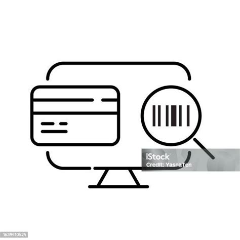 바코드 스캔 돋보기 신용 카드 및 데스크톱 컴퓨터 픽셀 퍼펙트 편집 가능한 스트로크 가격에 대한 스톡 벡터 아트 및 기타 이미지