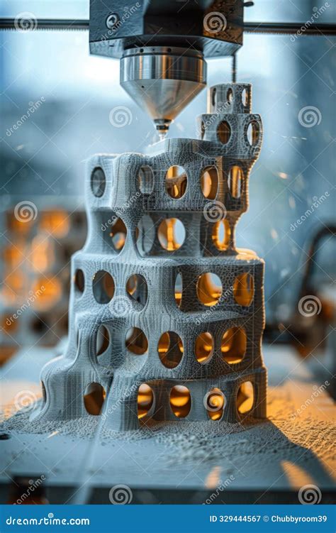 3d Printer Creating Complex Architectural Model Layer By Layer Stock Illustration