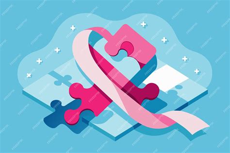 Premium Vector Puzzle With Missing Pieces Forming A Pink Ribbon
