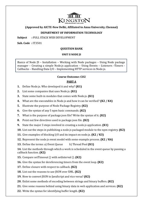 IT3501 FSWD QB UNIT 2 Question Bank Approved By AICTE New Delhi