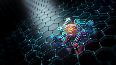 빛나는 중앙 코어 및 데이터 전송 기능을 갖춘 강력한 차세대 Cpu 양자 기술 및 Ai 처리의 미래 기술 진보와 혁신의 세계에서