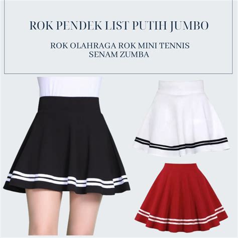 Jual Oppa Style Shop Rok Pendek List Putih Jumbo Big Size Rok Olahraga Rok Mini Tennis Senam