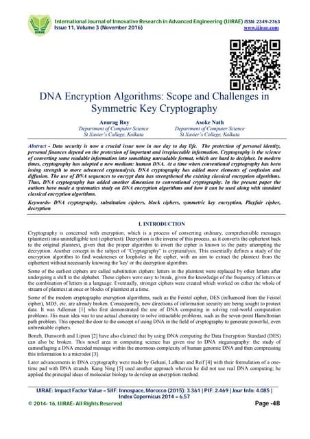 Dna Encryption Algorithms Scope And Challenges In Symmetric Key