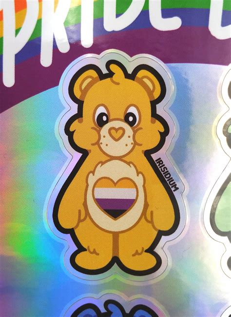 Pride Bears Care Bear Sticker Sheet Holographic Lgbt Queer Etsy