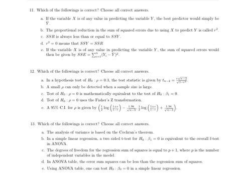Solved Which Of The Followings Is Correct Choose All