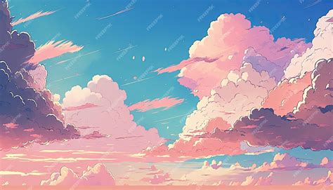 Premium Photo Cartoon Pastel Color Clouds Generative Ai