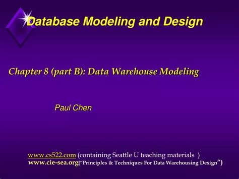 Ppt Chapter 8 Part B Data Warehouse Modeling Powerpoint