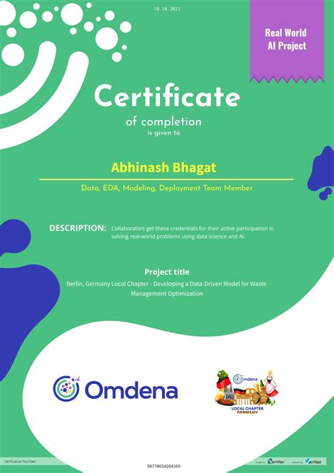 abhinash bhagat on linkedin completed the 6 week long project and received a digital