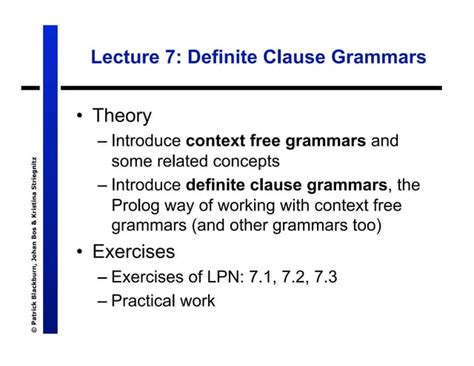 Lecture 7 Definite Clause Grammars Pdf