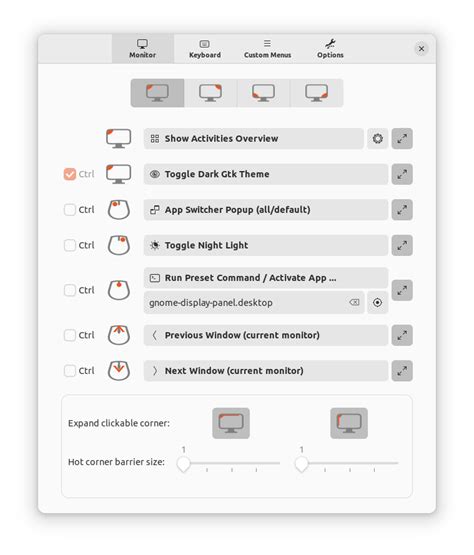 CHC E Custom Hot Corners Extended GNOME Shell Extensions