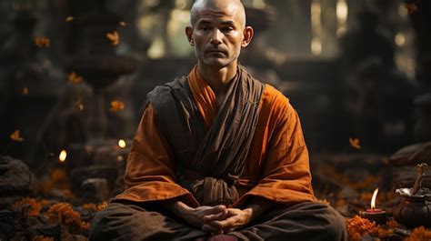 Premium Ai Image Monk Meditating