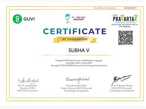 Subha V On Linkedin Guvi Iit Nasscom Python Pravartak