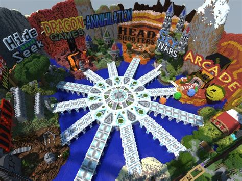 Server Hub With 12 Areas Minecraft Project