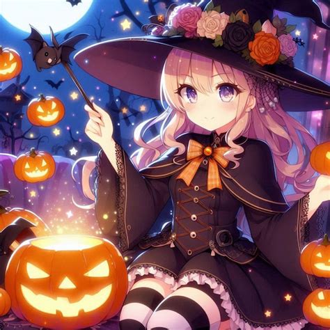 Anime Halloween Witch Costume Girl Premium Ai Generated Image