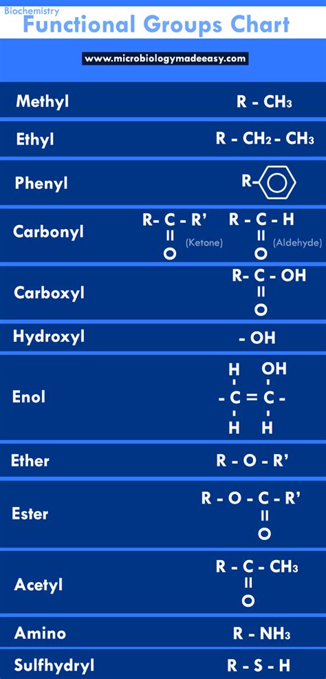 Microbiology Made Easy Functional Groups Chart