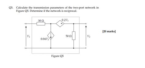 solved calculate the transmission parameters of the two port