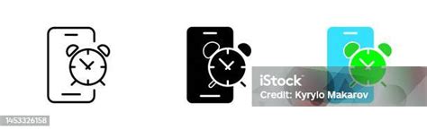 전화 세트 아이콘의 시계입니다 시간 엄수 간판 일정 모래 시계 알람 시계 타이머 스톱워치 24 시계 주위 계획 선에 있는 벡터 아이콘 흰색 배경에 검은색과 화려한 스타일 0