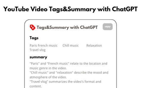 YouTube Video Tags Summary With ChatGPT For Google Chrome Extension