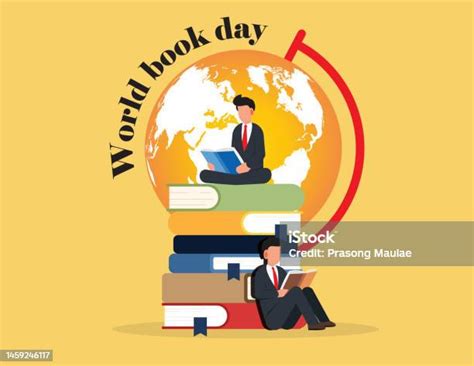 세계 책의 날 똑똑한 남자가 앉아서 책을 읽고 평면 벡터 삽화 10월에 대한 스톡 벡터 아트 및 기타 이미지 10월 World Book Day 검색 Istock
