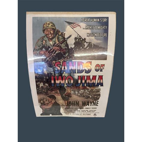 Vtg 1976 John Wayne Sands Of Iwo Jima Movie Poster Republic Pictures