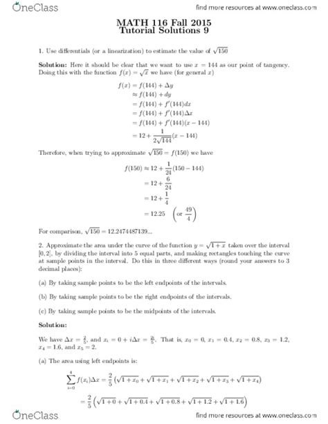 Math116 Lecture 1 M116f15 T9sol Oneclass