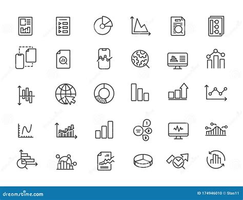 Set Of Linear Analysis Icons Infographic Icons In Simple Design Stock Vector Illustration Of