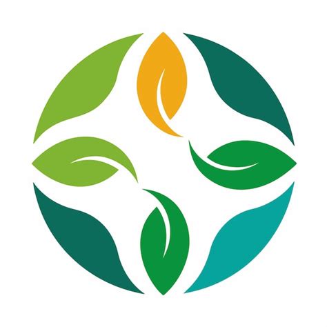 Circular Leaf Logo Symmetrical Pattern Symbolizing Unity And Sustainability Premium Ai