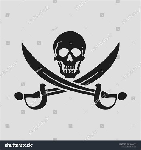 Skull Over Crossed Sabers Jolly Roger Stock Vector Royalty Free 2226806157 Shutterstock